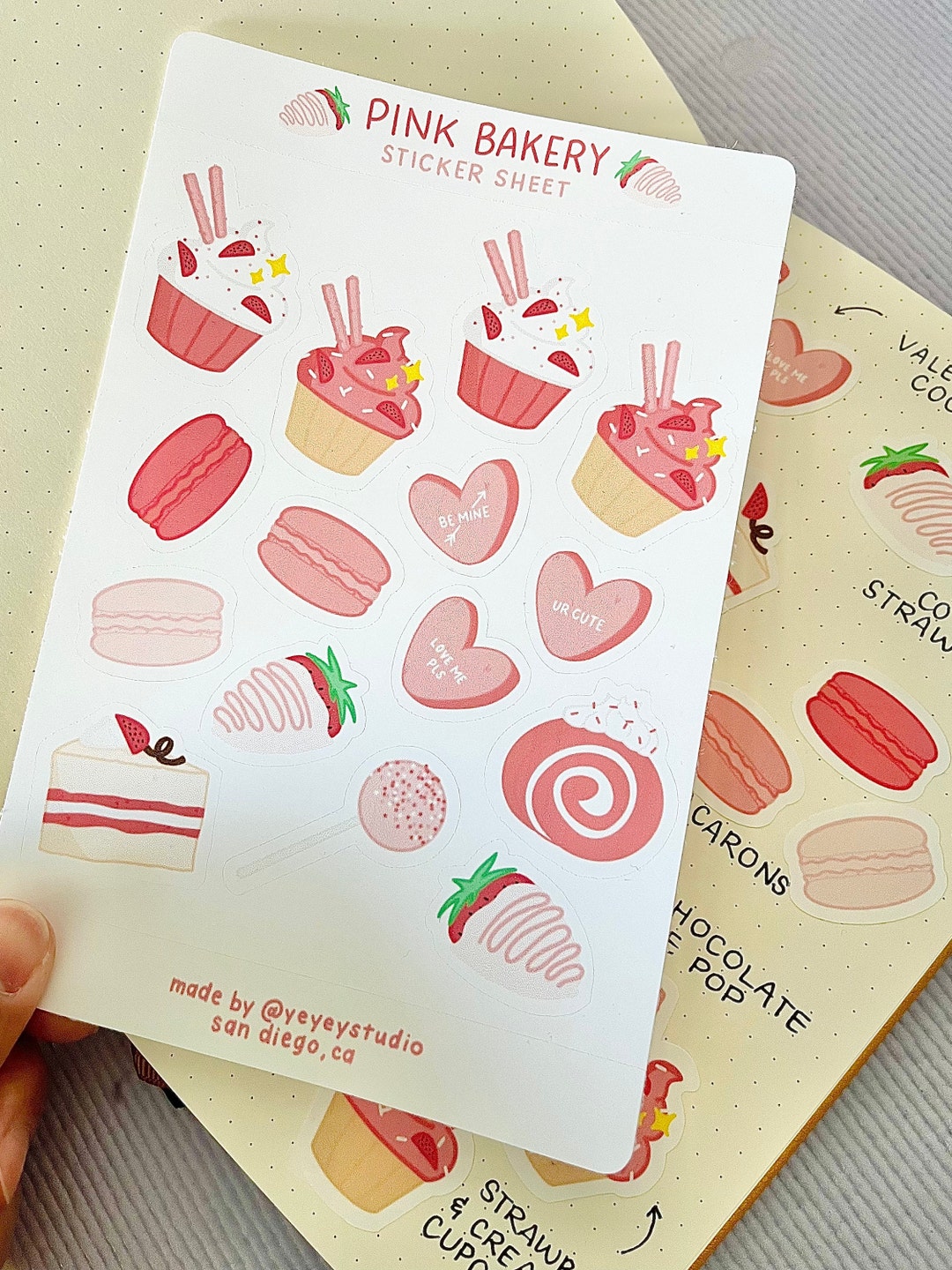 Pink Bakery Sticker Sheet — Valentine’s Day Sticker Sheet / Pink Sweets ...
