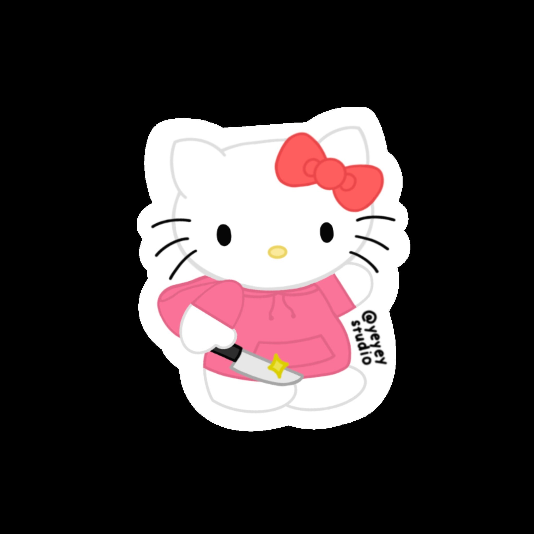 Kawaii Pink Hello Kitty With Knife Laptop Sticker Sanrio Fan - Etsy