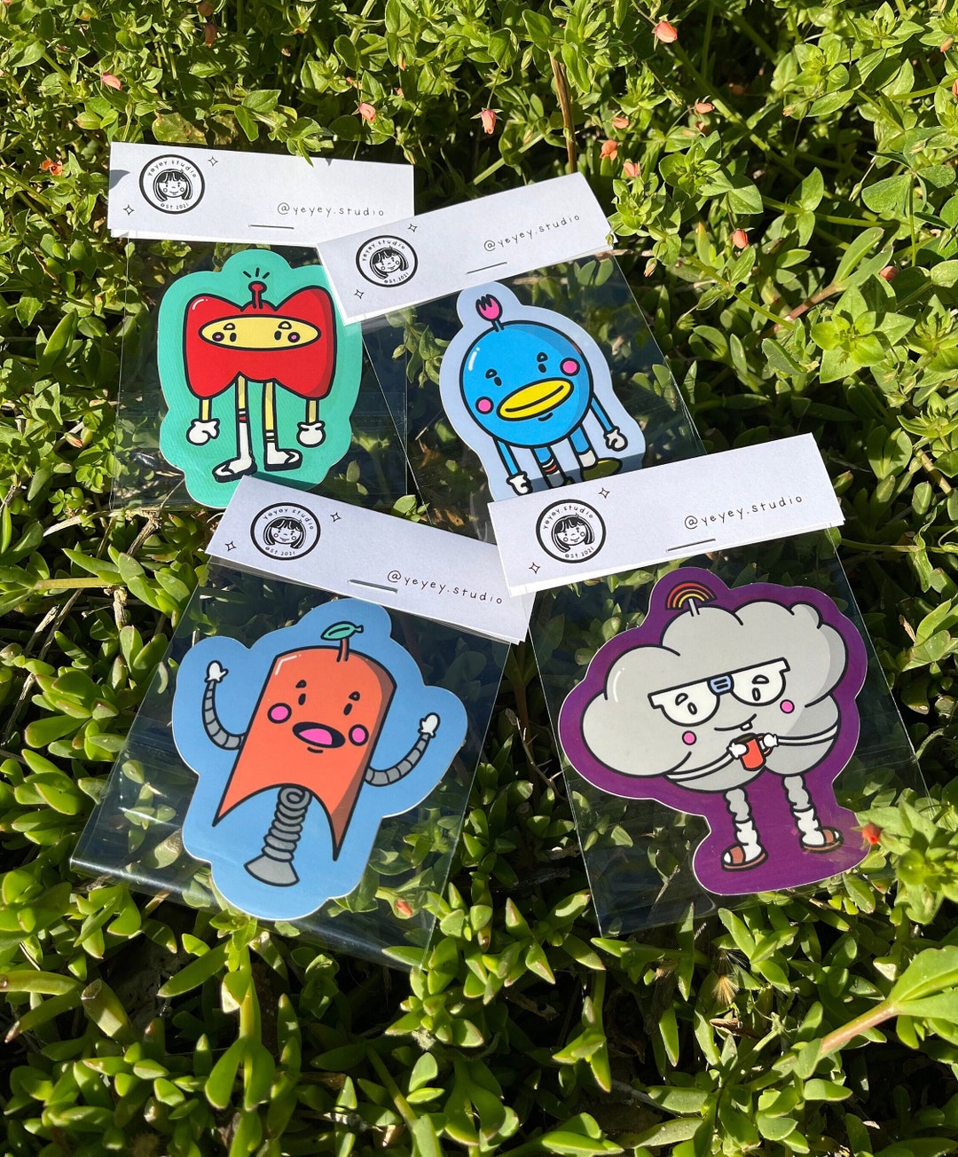 Vibrant Cute Spring Inspired Laptop Cartoon Stickers / Glossy 3in ...