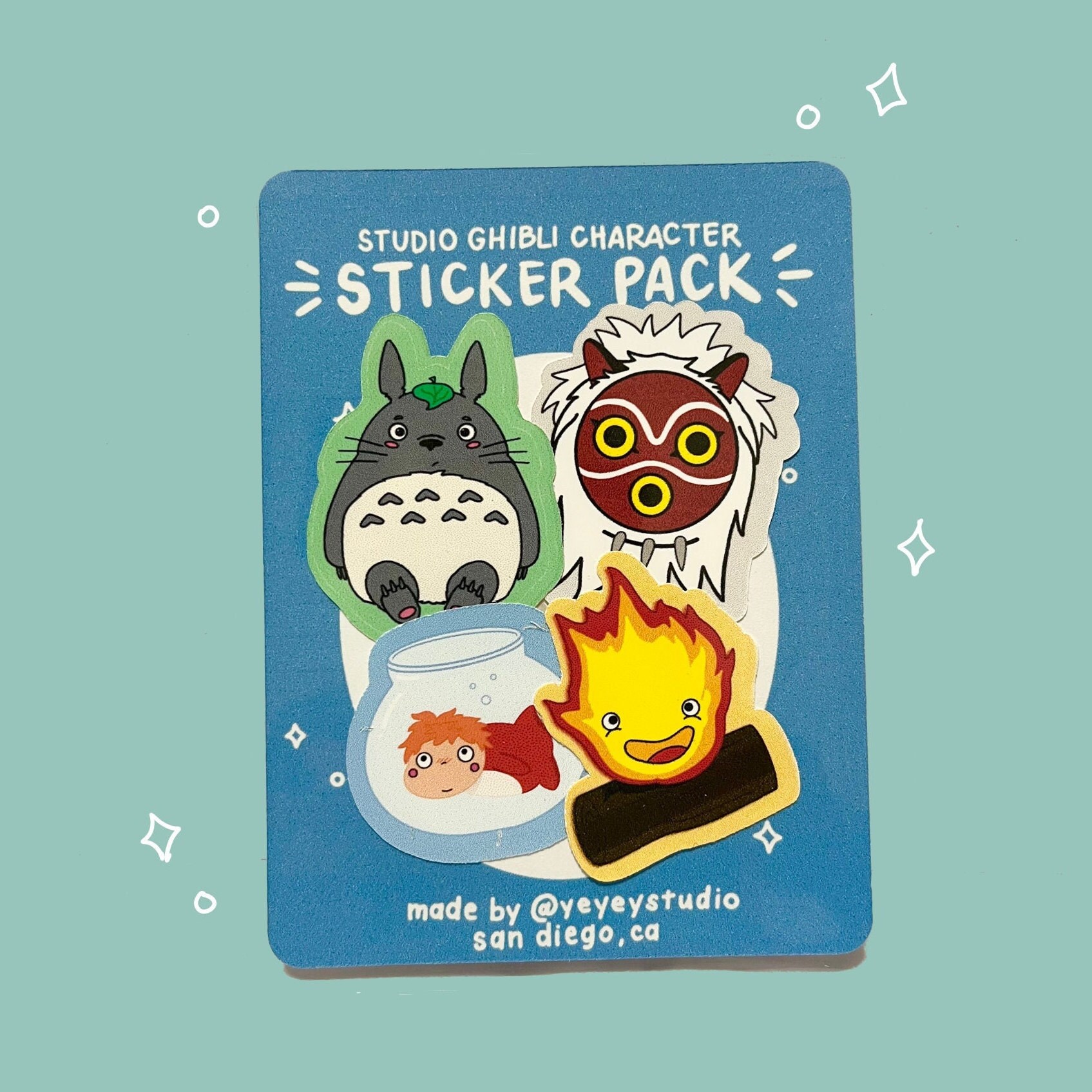 Studio Ghibli Sticker Pack (4), Totoro, Princess Mononoke Mask, Ponyo ...