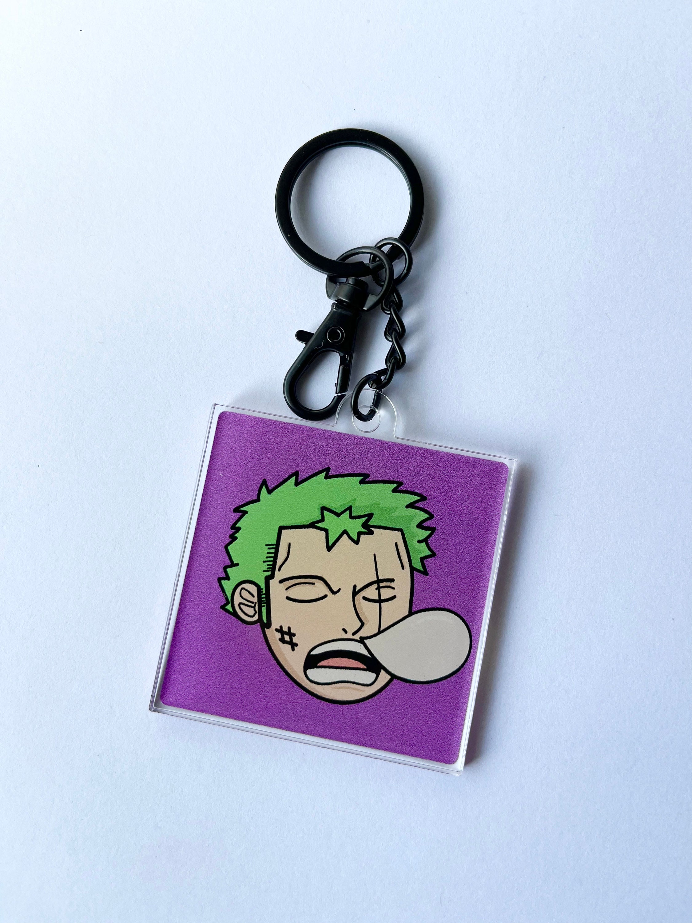 Roronoa Zoro Acrylic Keychain — Black Swivel Clasp Keychain / One Piece ...
