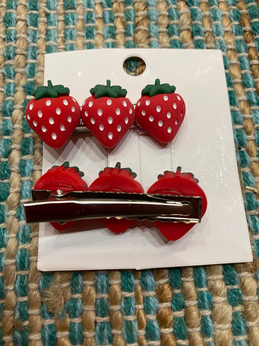 Strawberry Hair Clips: Summer Fruit Barrettes, Silver Alligator Clip - Etsy