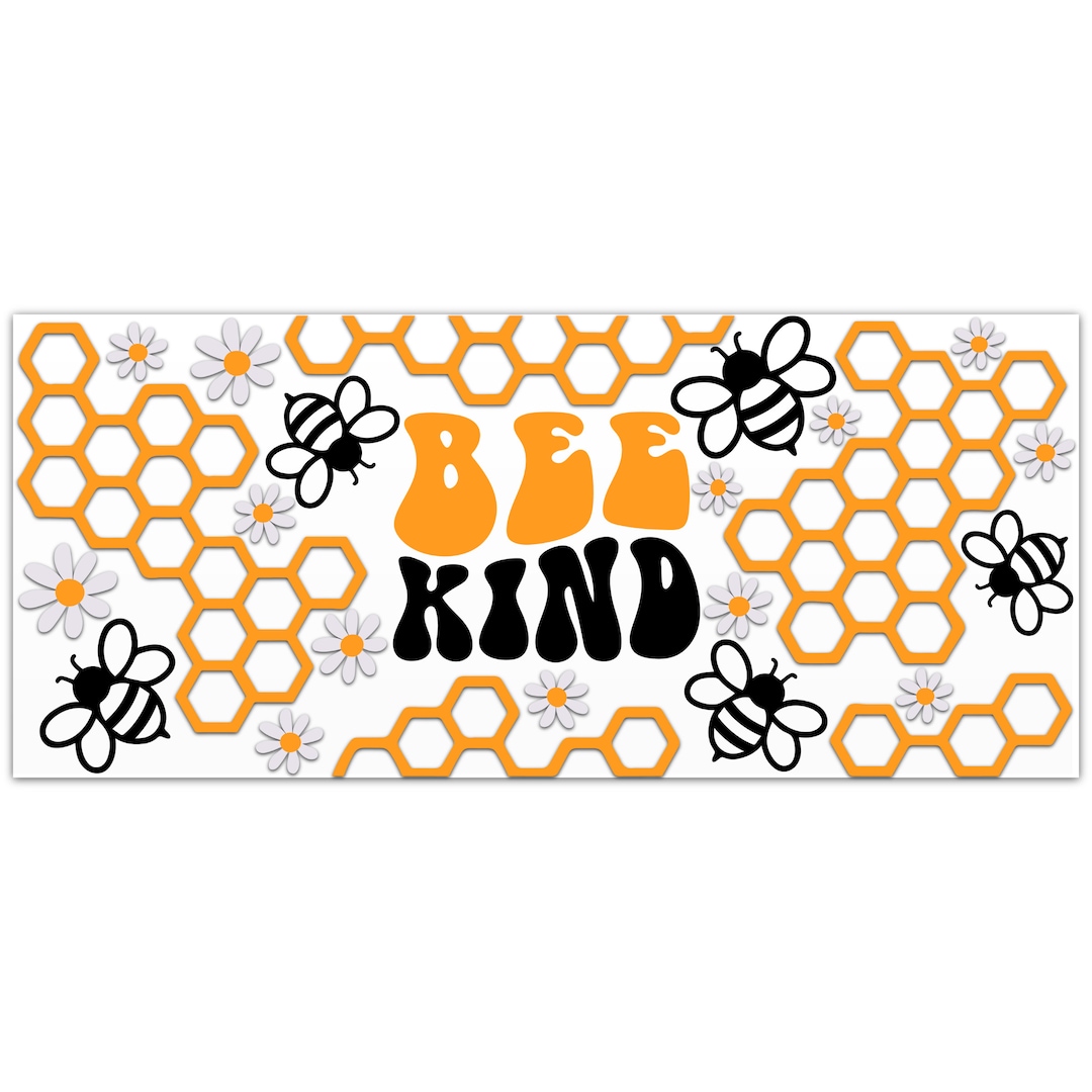 Bee Kind Svg Libbey Glass Wrap Svg, Summer Daisy Honey Bee Svg 16oz Libby Beer Can Jar Full Wrap ...
