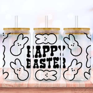 Happy Easter Bunny Svg Libbey Glass Wrap Svg, Spring Bunny 16oz Libby Beer Can Glass Full Wrap ...