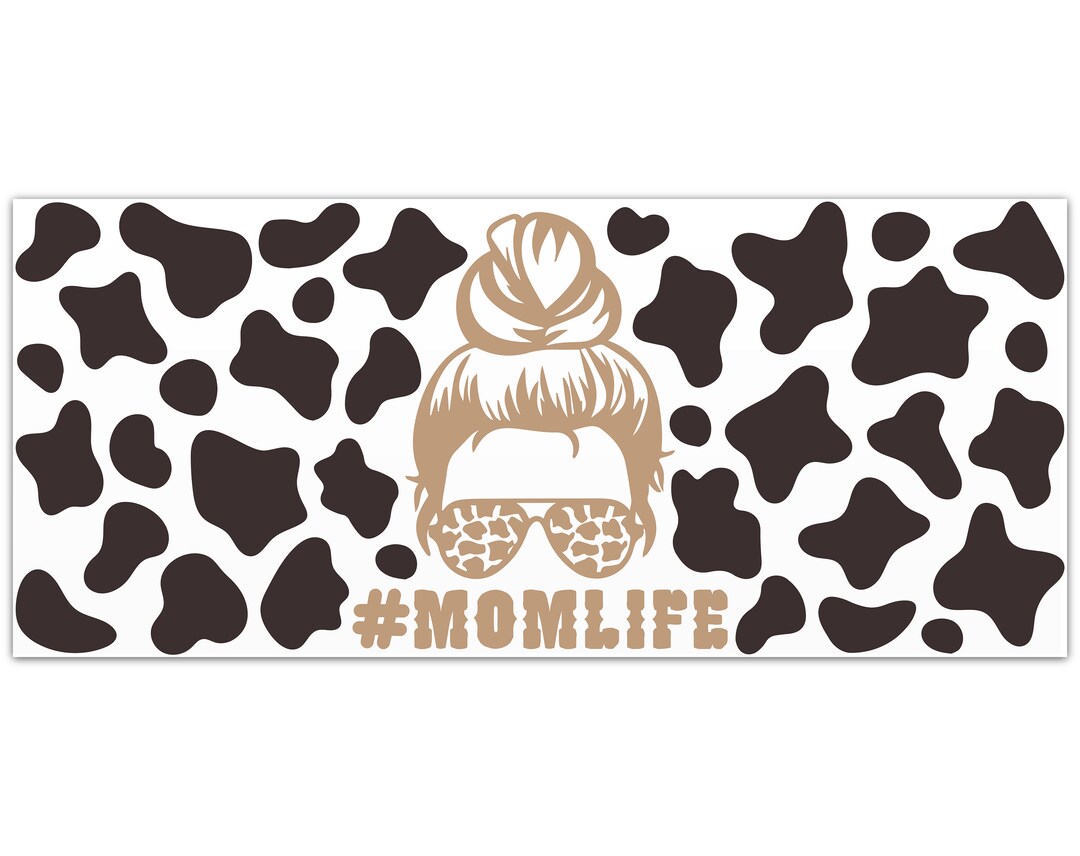 Mom Life Cow Print Libbey Glass Wrap Svg Mothers Day Cow Mama - Etsy