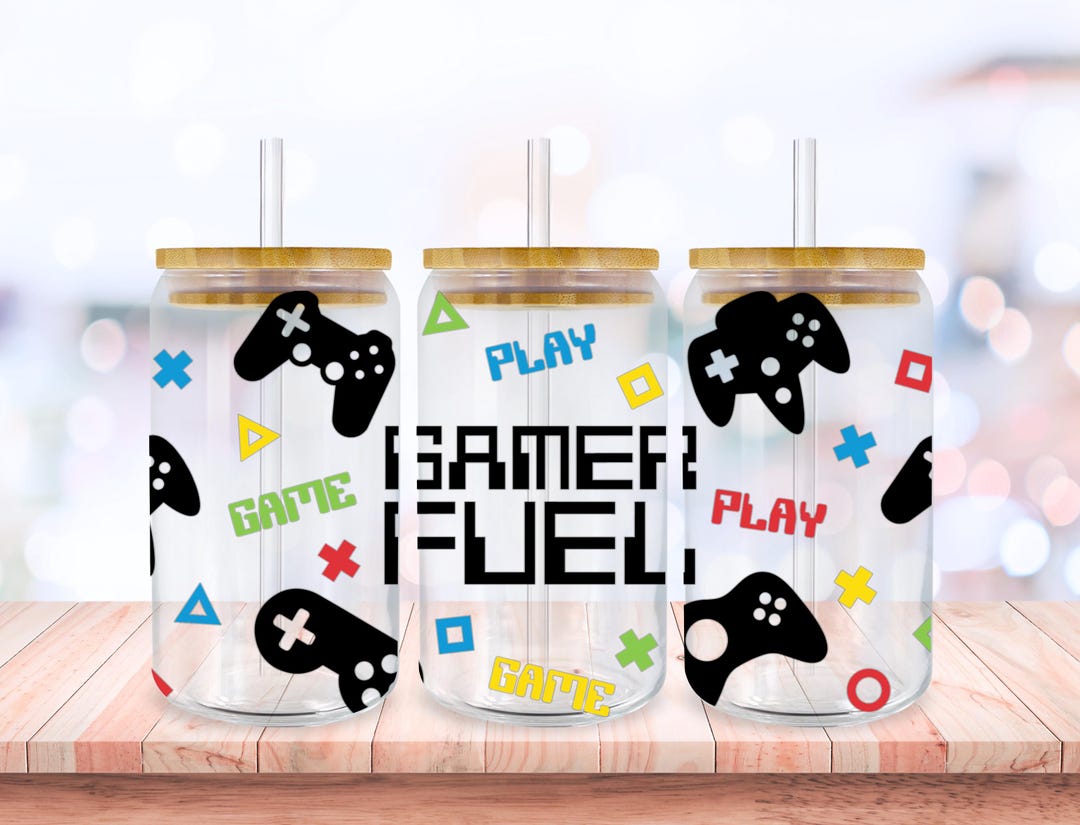 Gamer Fuel Svg Libbey Glass Wrap Svg, Video Game Svg Gaming 16oz Libby ...