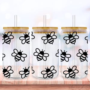 Honey Bee Svg Libbey Glass Wrap Svg, Bumble Bee Svg Summer 16oz Libby ...