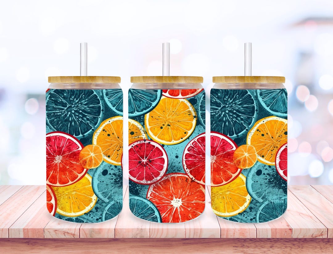 Summer Lemons Png 16oz Libbey Glass Can Tumbler Sublimation Designs ...