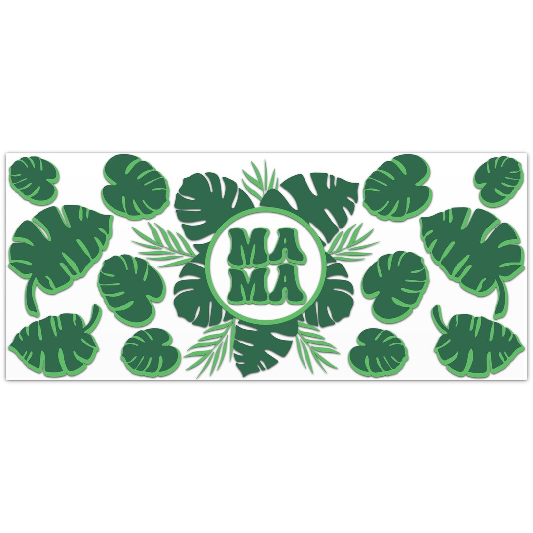 Mama Monstera SVG Libbey Glass Wrap Svg, Mom Tropical Leaves SVG 16oz ...