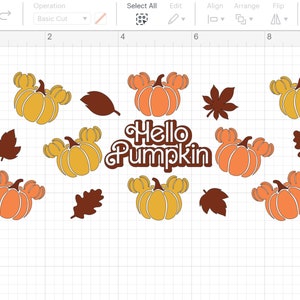 Hello Pumpkin Svg Libbey Glass Wrap Svg, Halloween Fall Thanksgiving ...