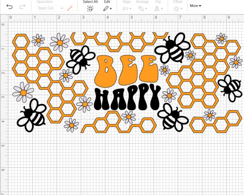 Bee Happy Svg Libbey Glass Wrap Svg Daisy Honey Bee Svg 16oz - Etsy