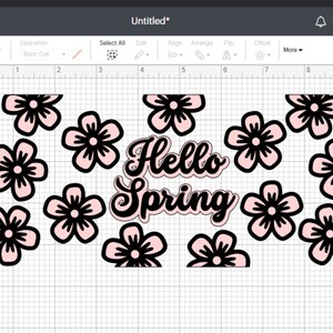 Hello Spring Svg Floral Libbey Glass Wrap Svg, Spring Flower 16oz 20oz ...