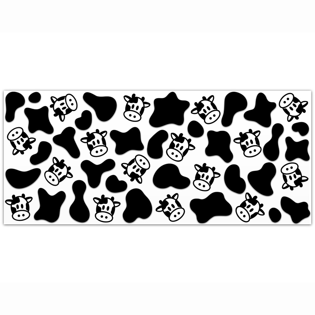 Cow Print Libbey Glass Wrap Svg, Cow Head Pattern Animal Print 16oz ...