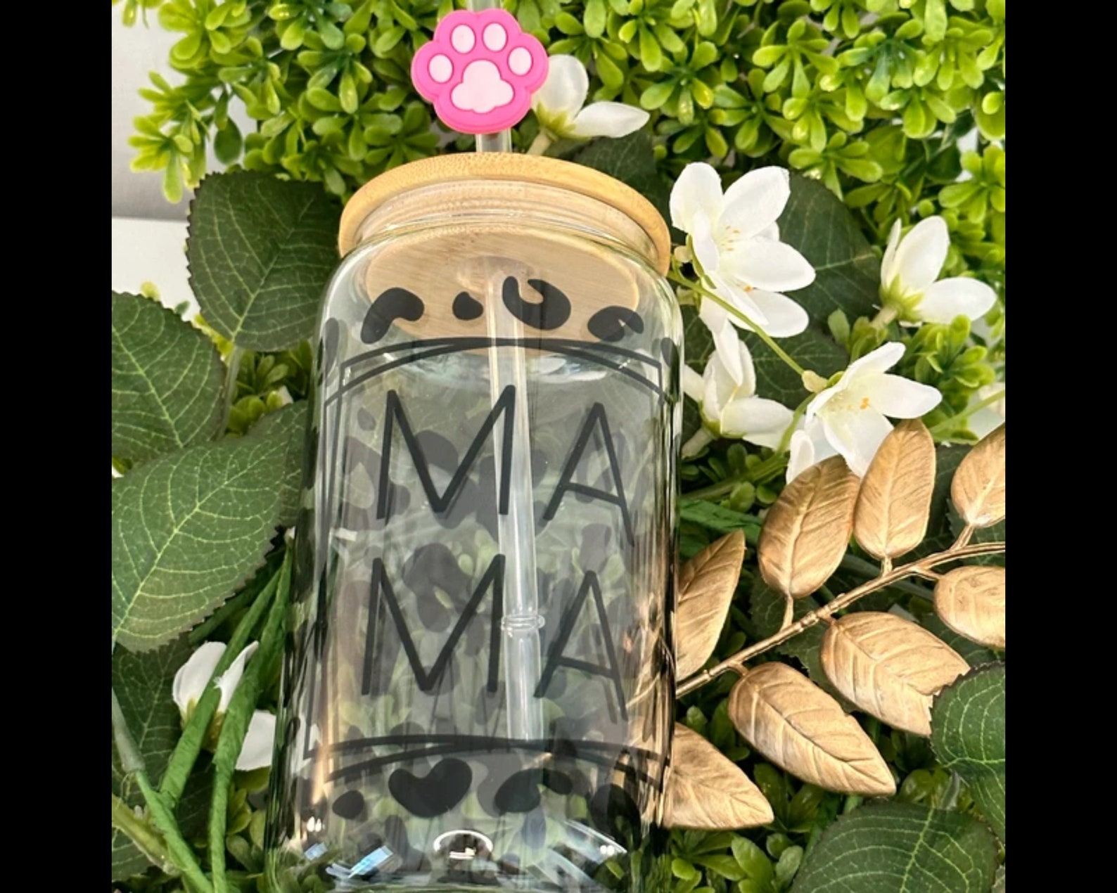 Mama Leopard Print Svg Libbey Glass Wrap Svg, Mom Life Svg Mothers Day 16oz Libby Beer Can Jar ...
