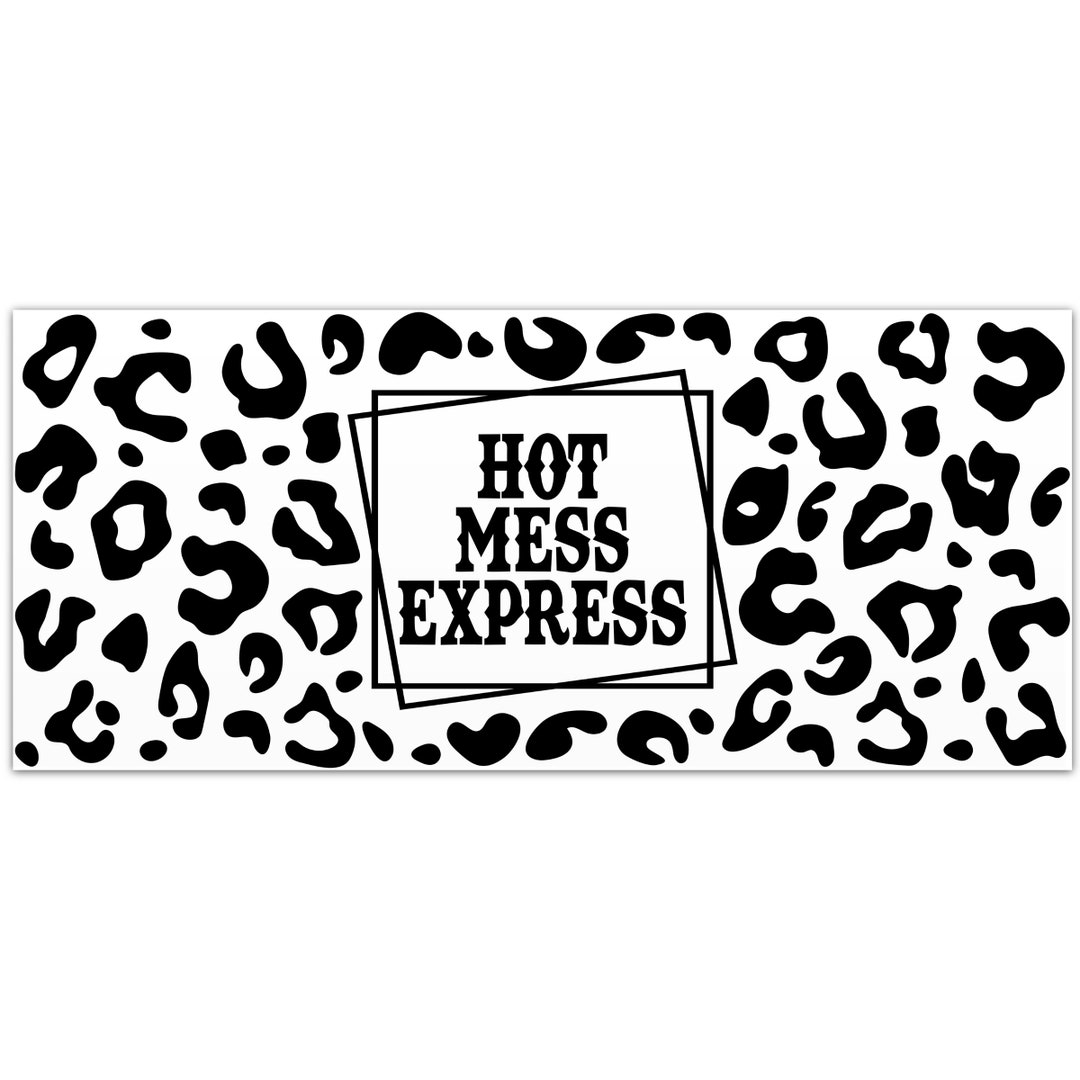 Hot Mess Express Svg Libbey Glass Wrap Svg, Funny Leopard Print 16oz Libby Beer Can Glass Full ...