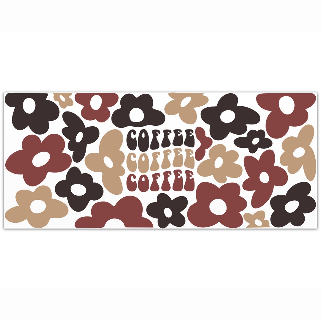 Retro Daisy SVG Coffee Libbey Glass Wrap Svg, Boho Groovy Flower 16oz ...