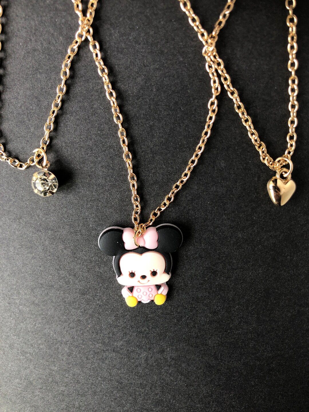 Pink Girl Necklace Minnie Mouse , Girl Heart, Custom Crystal Pendant ...