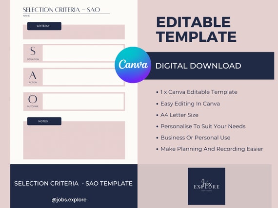 SAO Method Selection Criteria Template / Canva Template / | Etsy