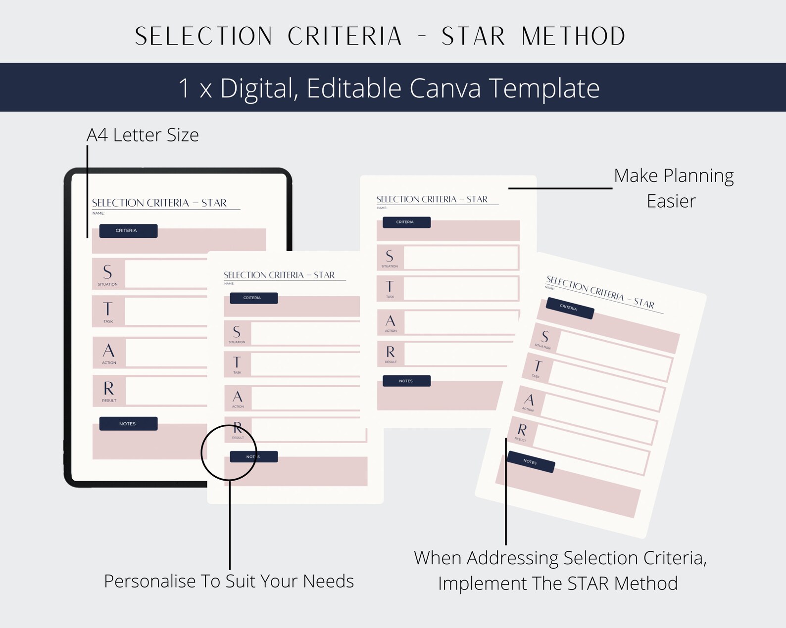 STAR Method Selection Criteria Template / Canva / Job Planner - Etsy