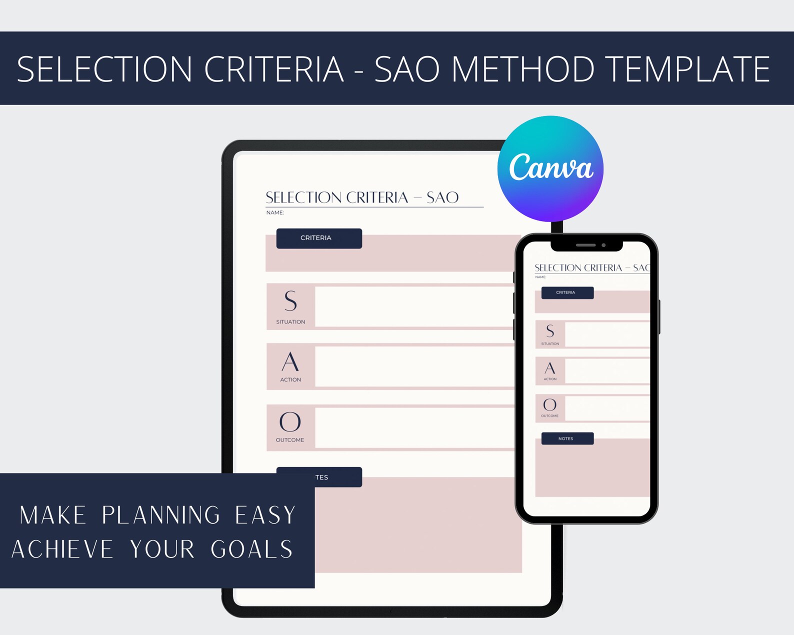 SAO Method Selection Criteria Template / Canva / Career Coach - Etsy