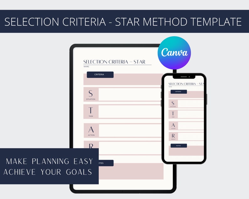 STAR Method Selection Criteria Template / Canva / Job Planner - Etsy ...