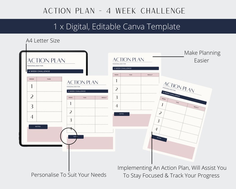 Action Plan Canva Template / Goal Setting Planner / Business - Etsy ...
