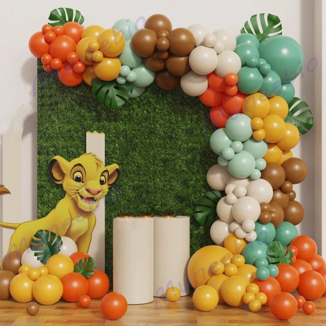 156pcs the Lion King Theme Balloons Garland Arch Kit Simba Green Orange ...