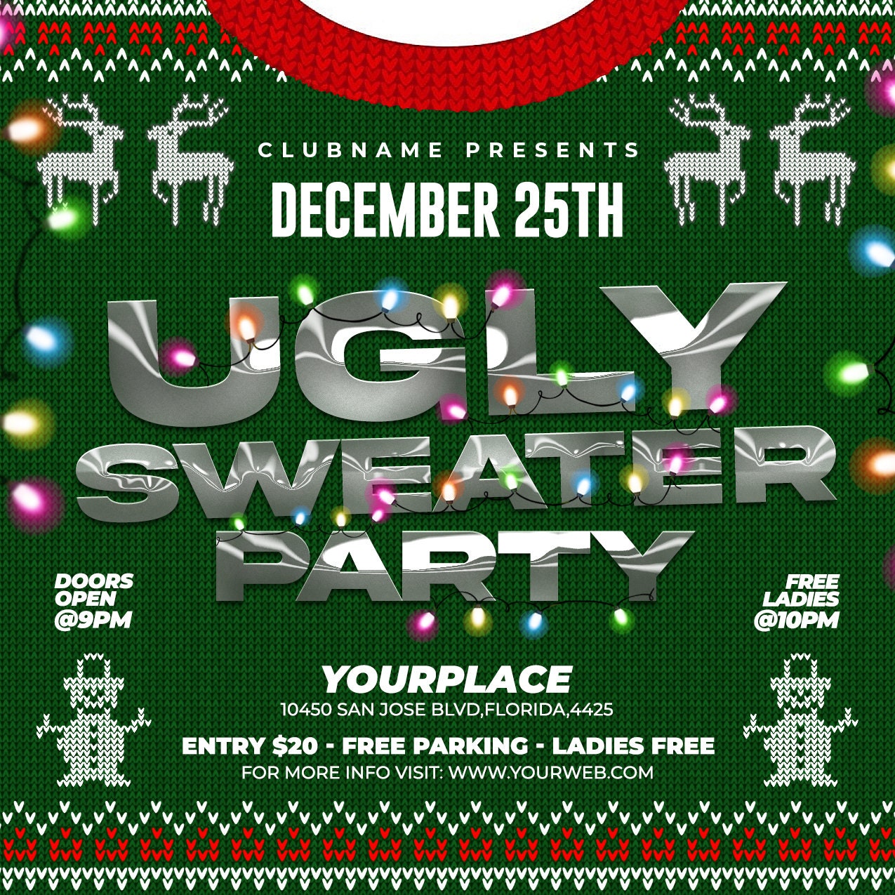 Editable Ugly Sweater Party Flyer DIY Christmas Party Invite Ugly ...