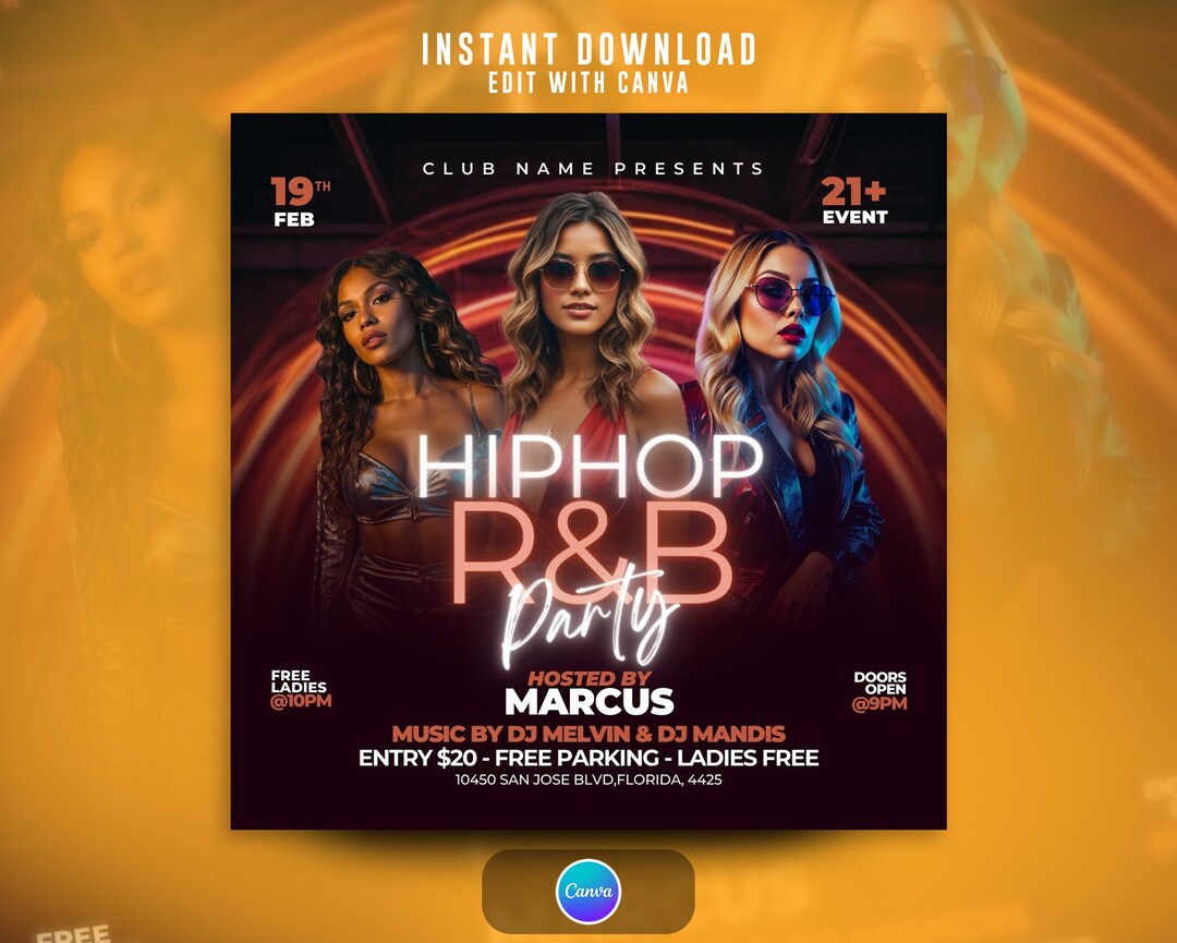 Editable Hip-hop Vs. R&B Party Flyer, Hip Hop RNB Flyer | Hiphop Canva ...