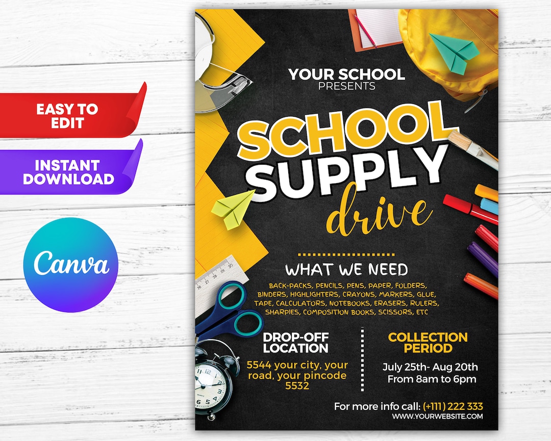 Editable Flyer Template, Backpack Giveaway, Back to School Event, Back ...