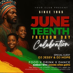 Juneteenth Flyer, Juneteenth, Party Invitation, CANVA Template, Party ...