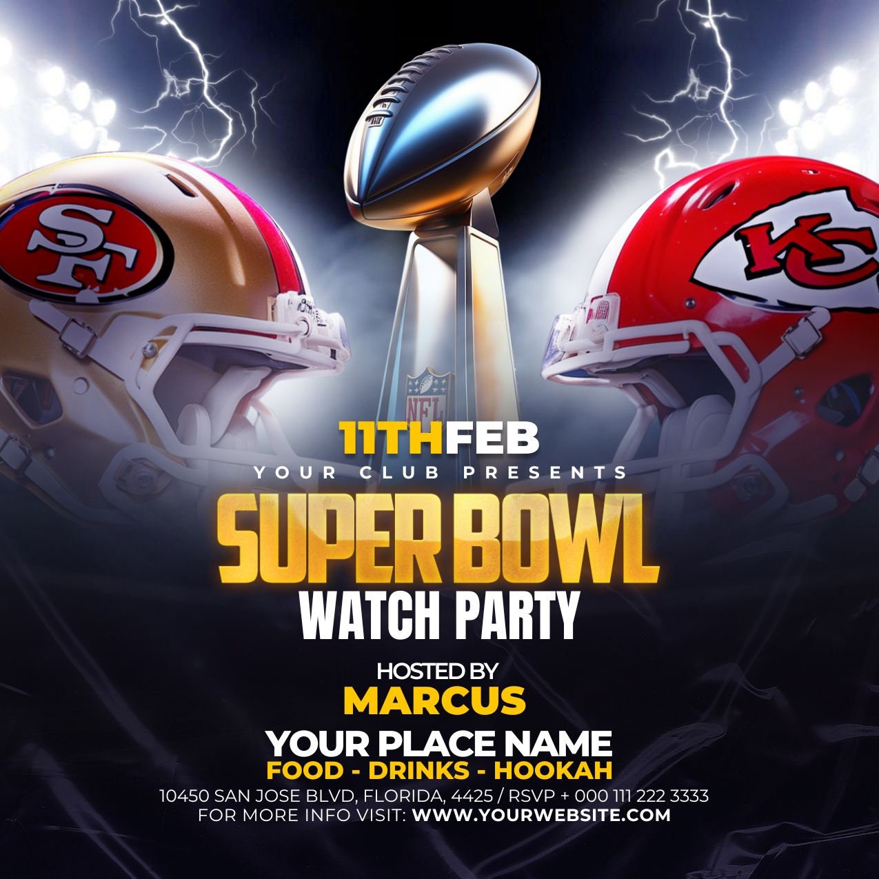 Editable Super Bowl 2024 Flyer, Canva Super Bowl Watch Party Flyer ...