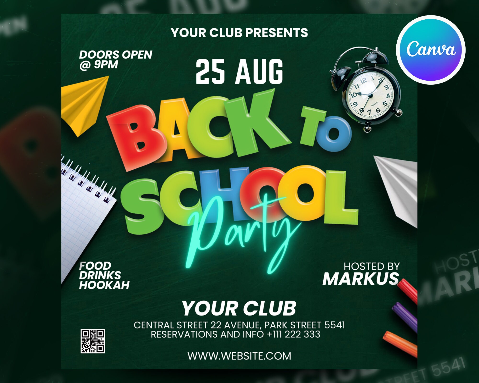 Back to School Party Flyer | Back to School Canva Flyer | Back 2 School ...