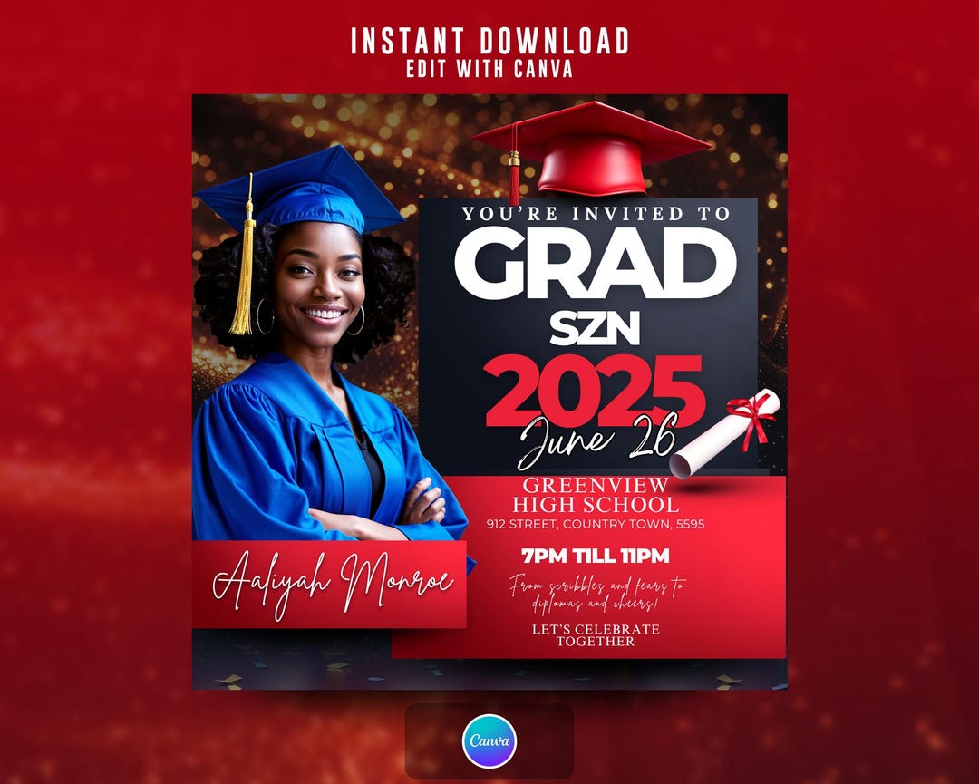 Graduate Flyer, Graduation Party Flyer, Graduation Invitation Class of ...