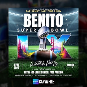 Editable Super Bowl 2026 Watch Party Flyer (canva Template) - Etsy