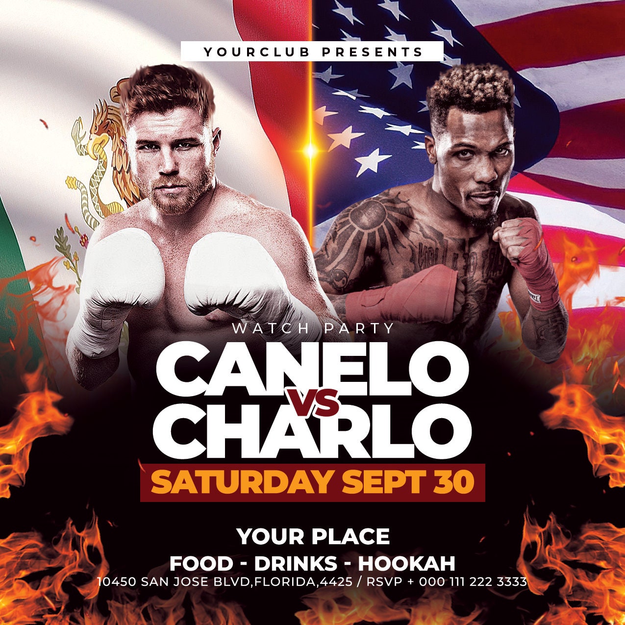 Canelo Alvarez Vs Jermell Charlo Flyer, Edit on Cava and Photoshop ...