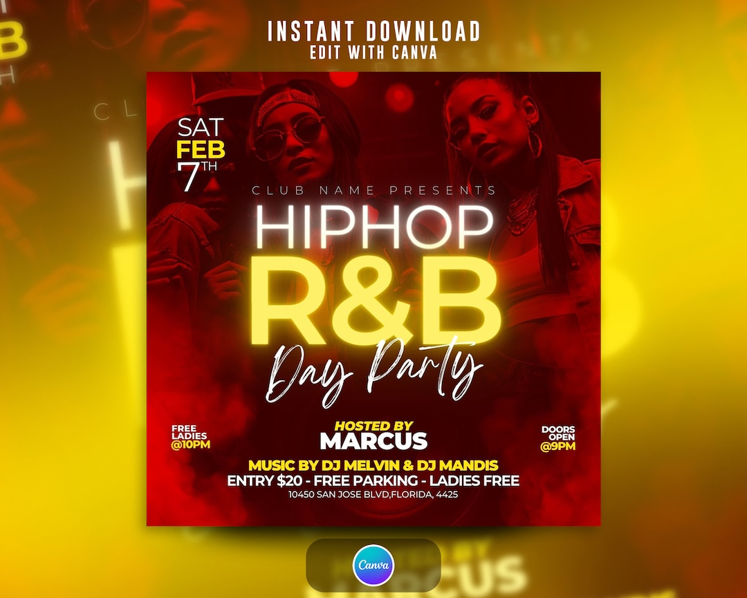 Editable Hip-hop Vs. R&B Party Flyer, Hip Hop RNB Flyer | Hiphop Canva ...