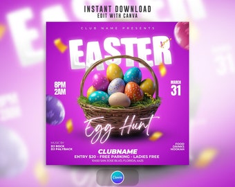 CANVA EDITABLE Easter Flyer, Egg, Egg Hunt Flyer, Celebration, Party ...