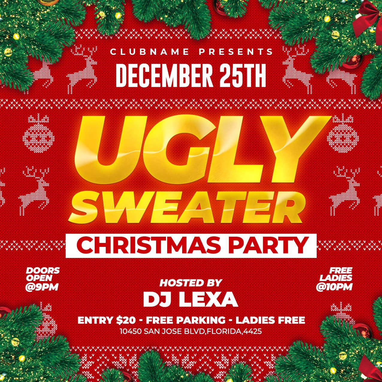 Editable Ugly Sweater Party Flyer DIY Christmas Party Invite Ugly ...
