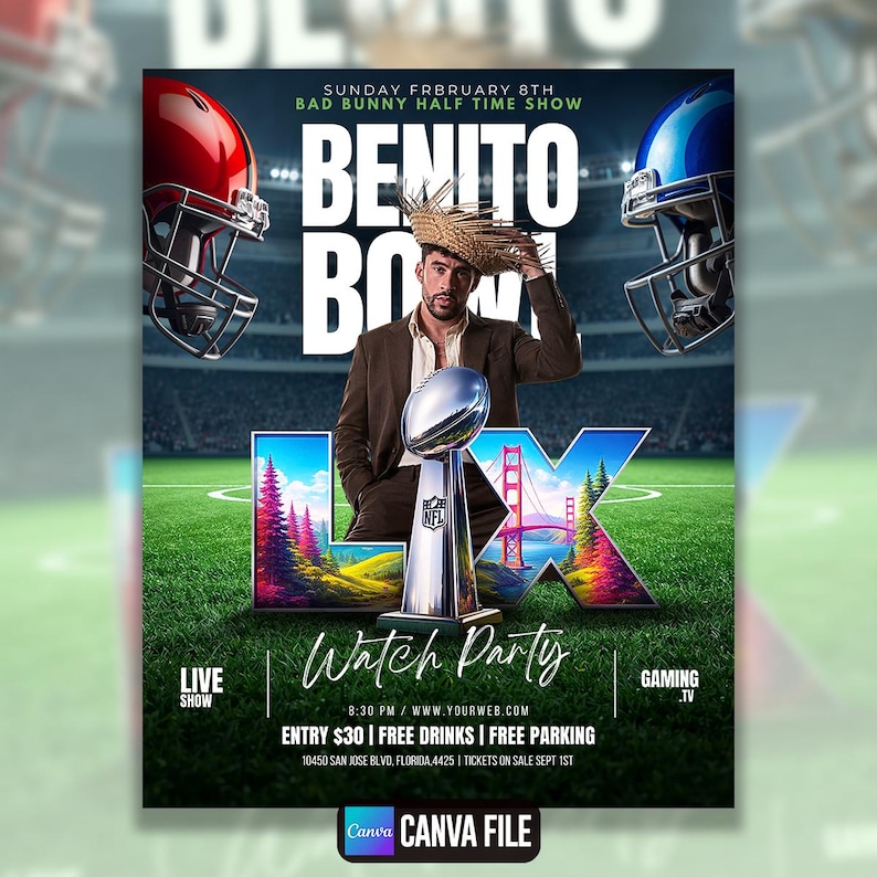 Editable Super Bowl 2026 Watch Party Instagram Post (canva Template) - Etsy