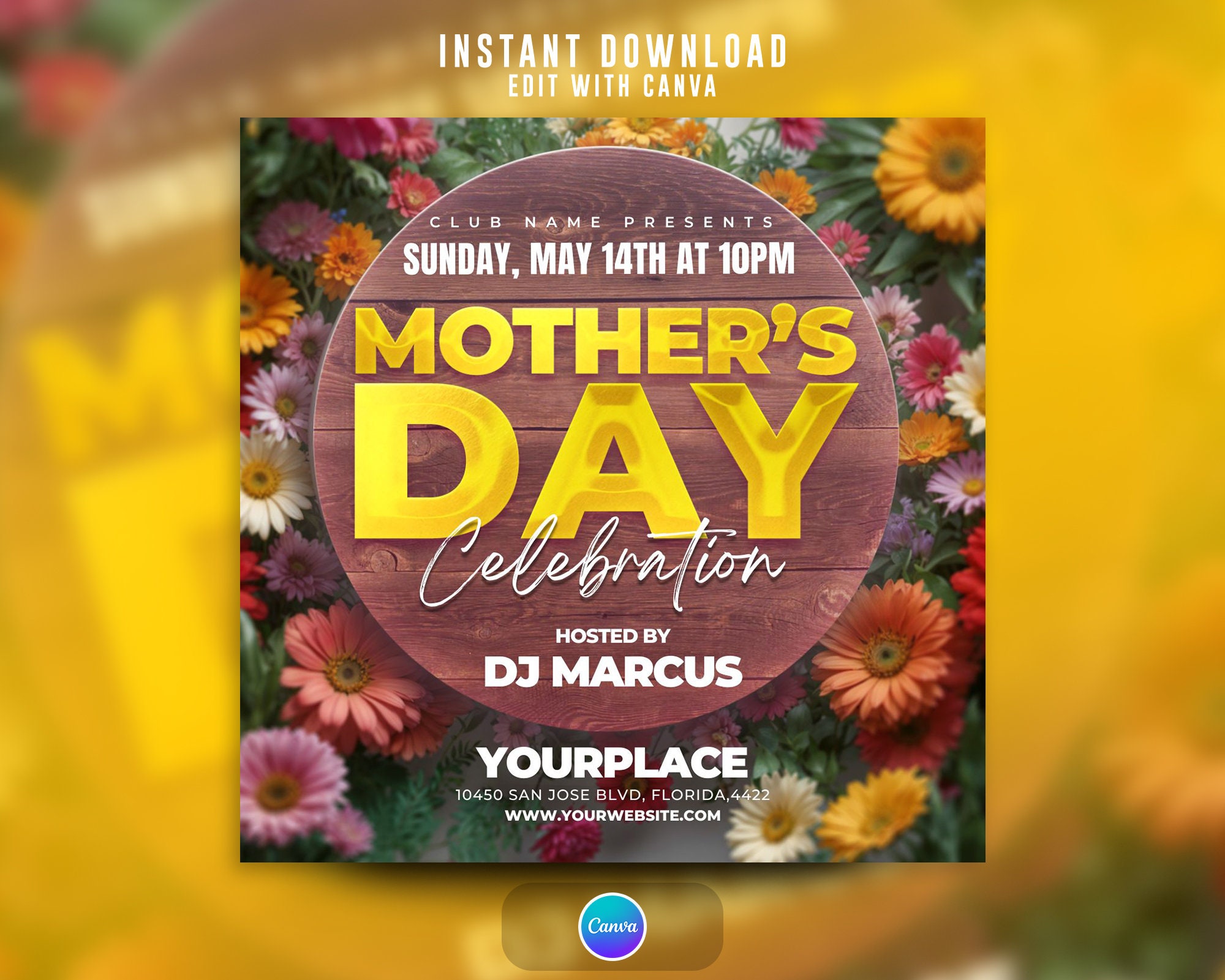 MOTHERS DAY Flyer, Editable Template, Editable Party Flyer - Etsy