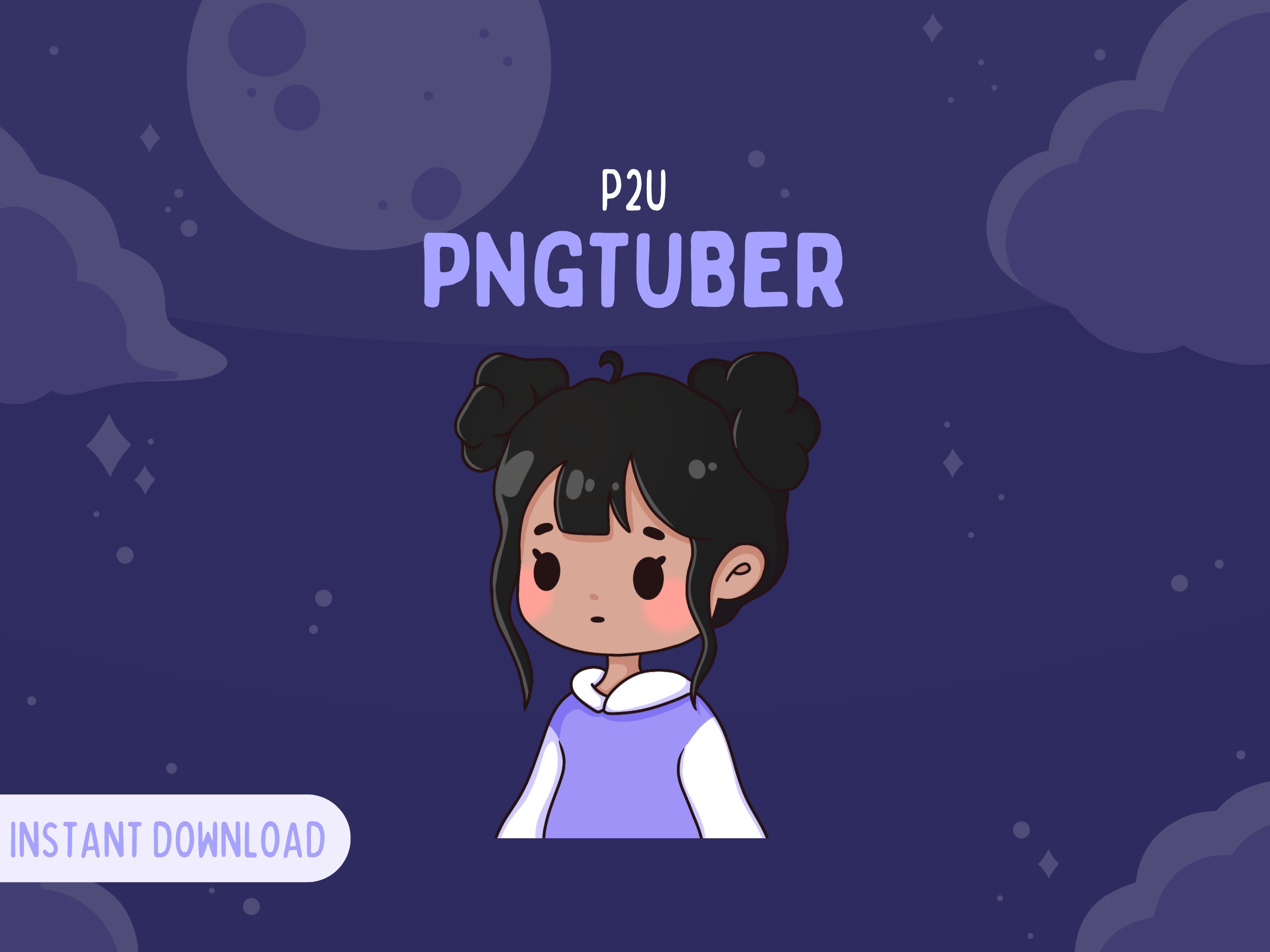 Black Hair Medium/dark Skin Chibi Anime Pngtuber - Etsy