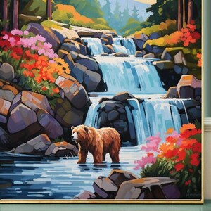 Paint by Numbers Bear Crossing the River,diy Craft Kit,paint by Number ...