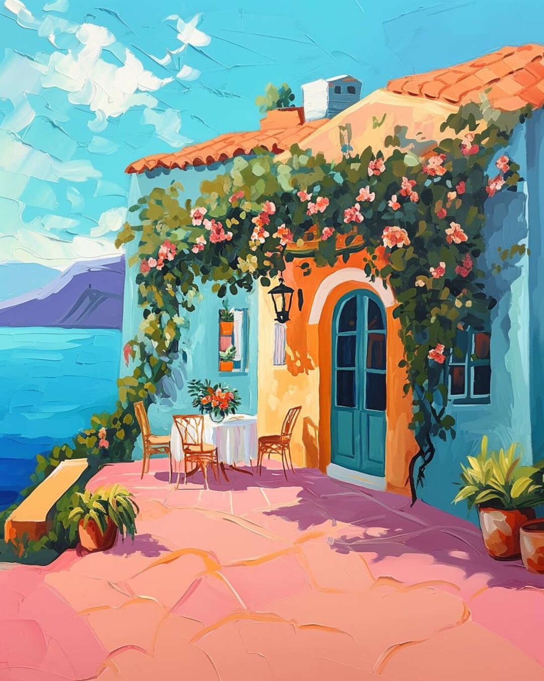 Mediterranean Cafe Paint by Numbers for Adults - Creative Art Kit With ...