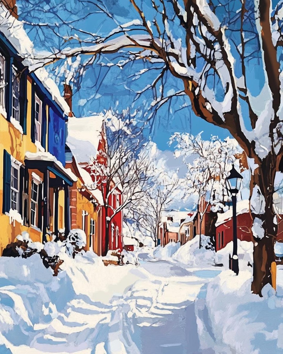 Vintage Winter Village Paint by Numbers Kit: Beginner DIY Snow Scene - Etsy