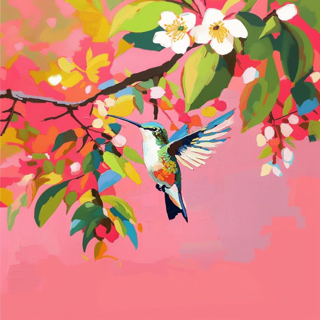 Hummingbird Paint by Numbers, Minimalist Art,easy Paint by Numbers ...