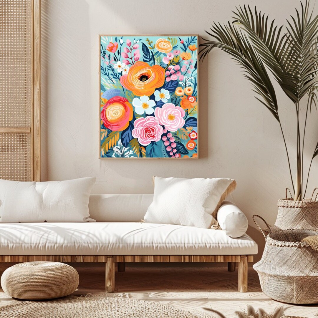 Boho Flowers Paint by Numbers Kits for Adults Modern Flowers Boho Whimsical Art Easy Beginner ...