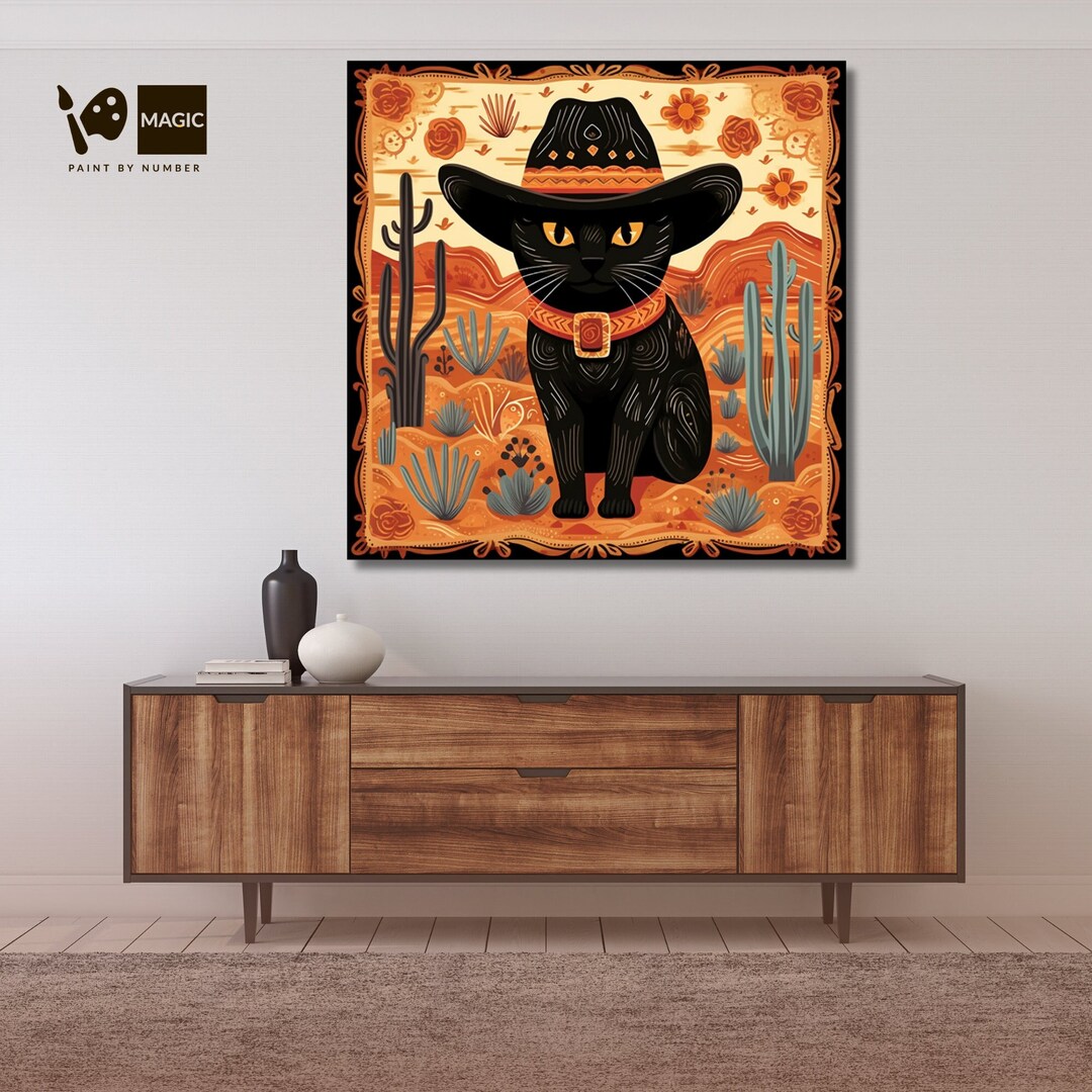 Black Thief Cat Painting Kit, Midnight Heist, Abstract Cat paint by ...