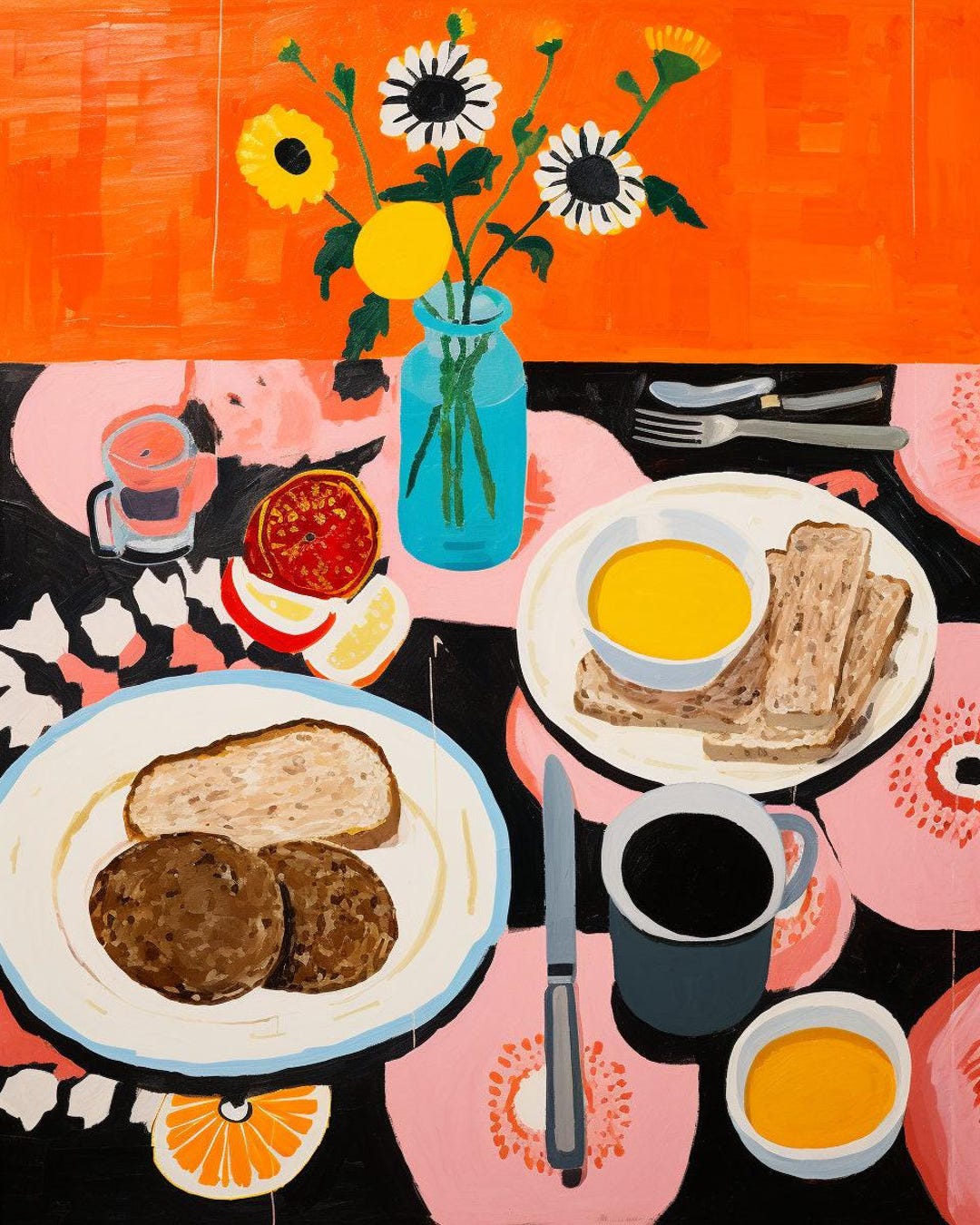 Paint by Numbers – Breakfast Table Scene | Perfect Kitchen Wall Art - Etsy