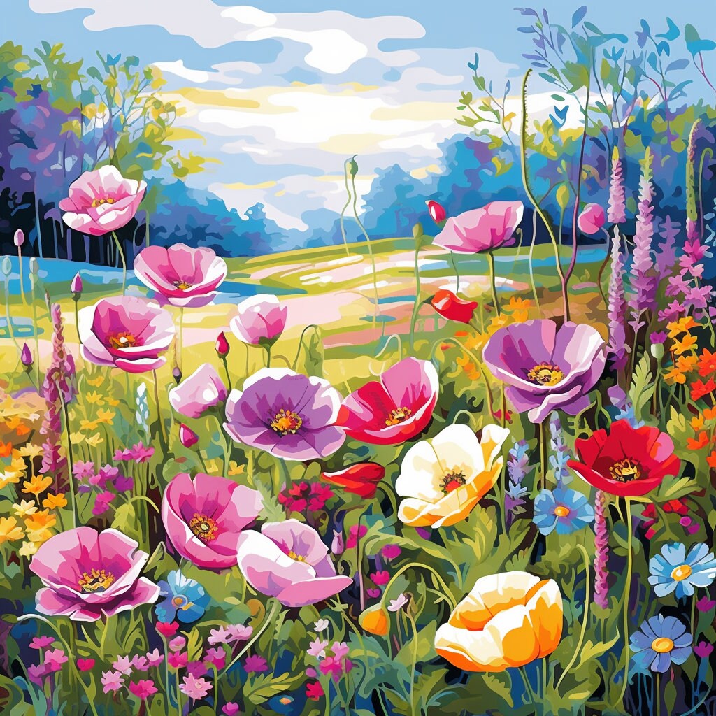 Wildflowers PAINT by NUMBER Kit for Adults spring Flowers - Etsy